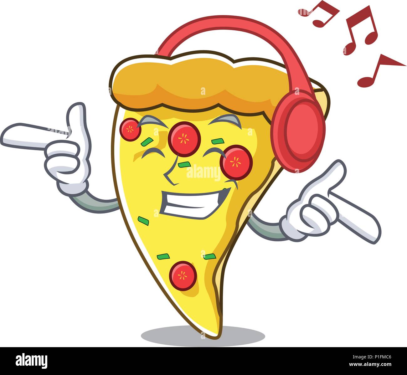 Listening music pizza slice mascot cartoon Stock Vector Image & Art - Alamy