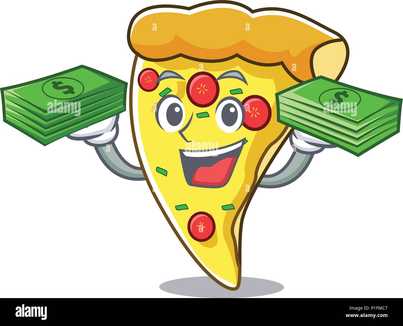 With money bag pizza slice mascot cartoon Stock Vector Image & Art - Alamy