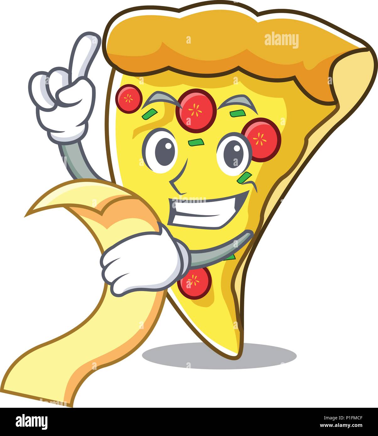With menu pizza slice mascot cartoon Stock Vector Image & Art - Alamy