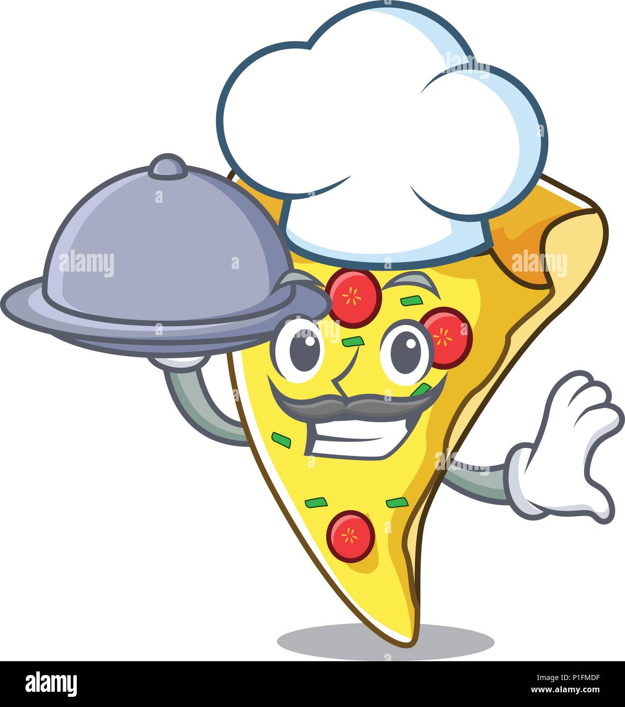 Chef with food pizza slice mascot cartoon Stock Vector Image & Art - Alamy