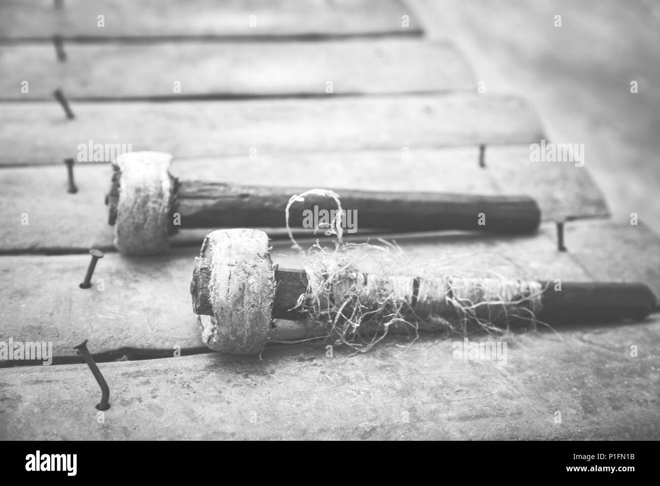 Myanmar native instrument, black and white Stock Photo - Alamy