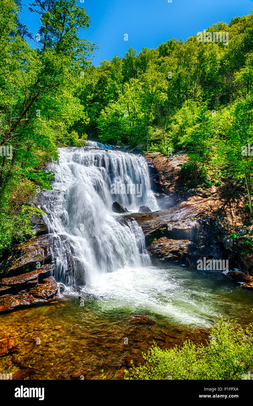 Vertical shot of the Bald River Falls in the Tennessee Smoky Mountains ...