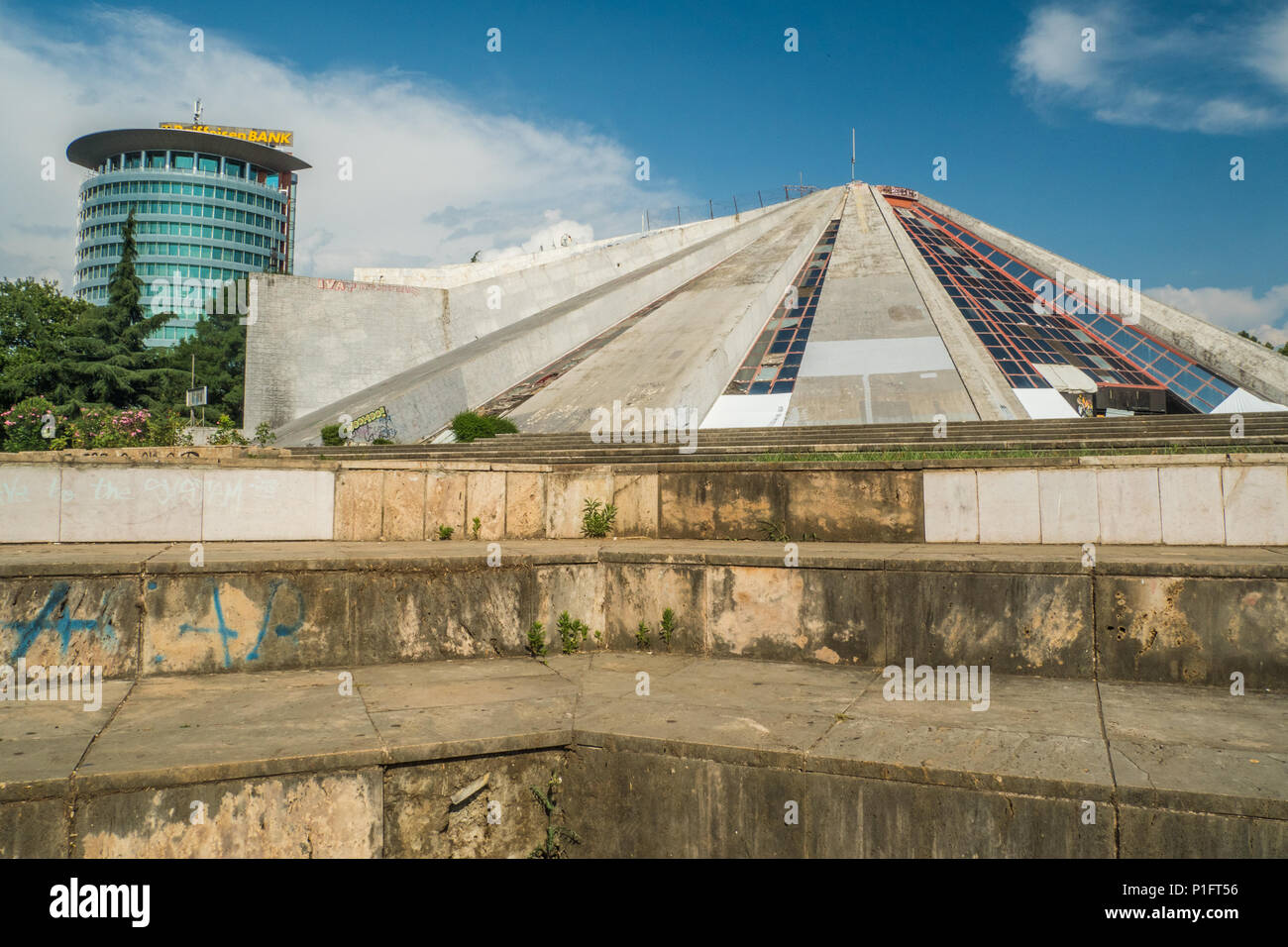 The "Pyramid" of Tirana, an unusual building and formerly the Enver ...