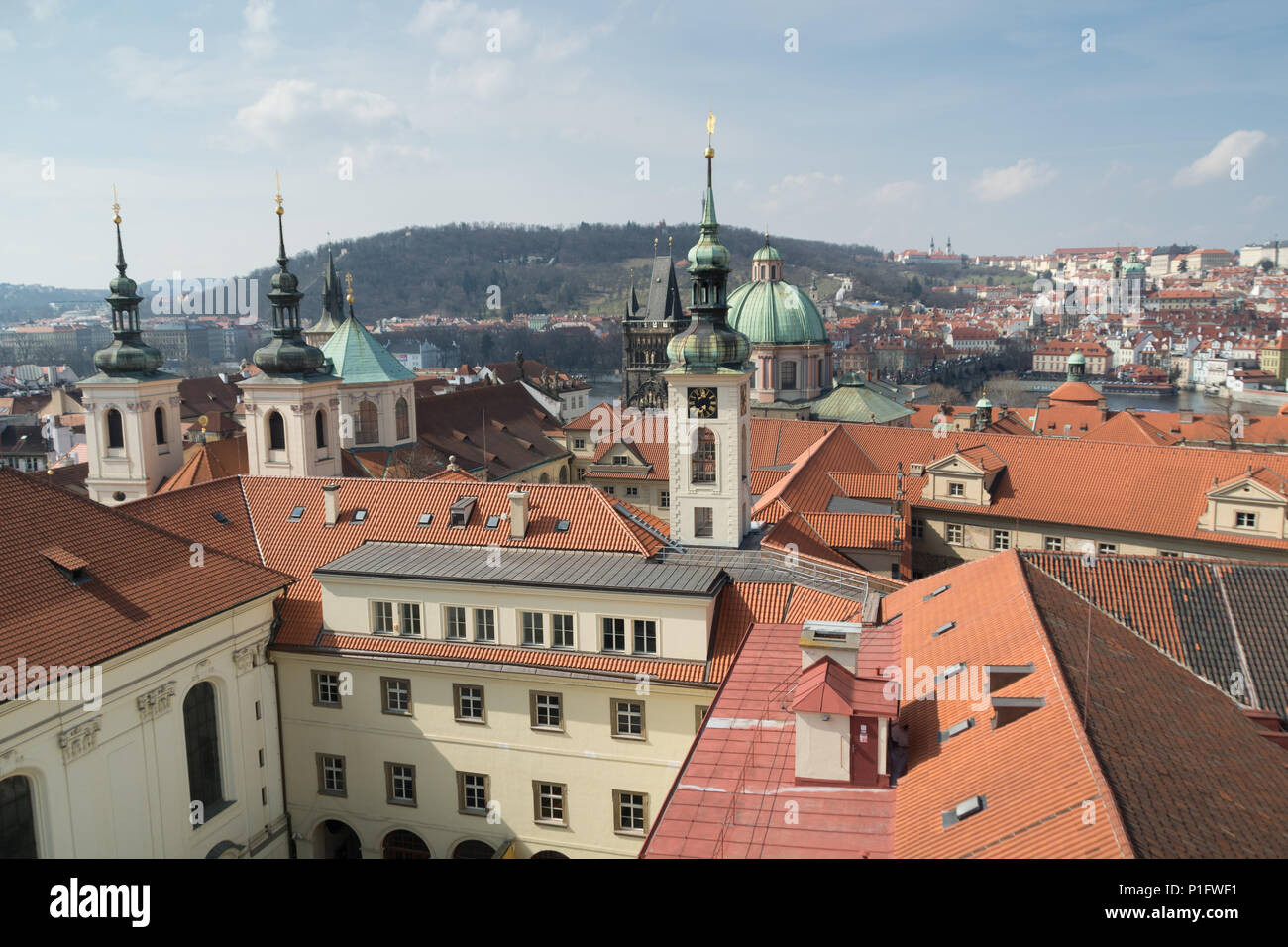 A magnificent view on Prague's rooftops from the top of the Klementinum ...
