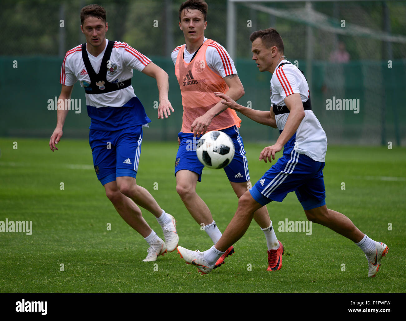 Neustift, Tirol, Austria - May 28, 2018. Russian football players Anton ...