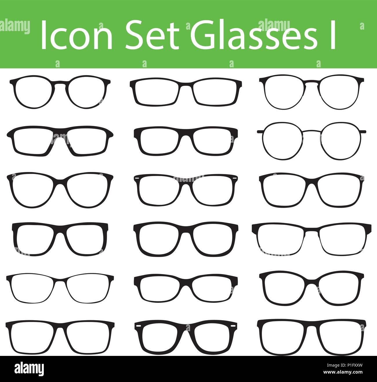 Icon Set Glasses I with 18 icons for the creative use in graphic design ...