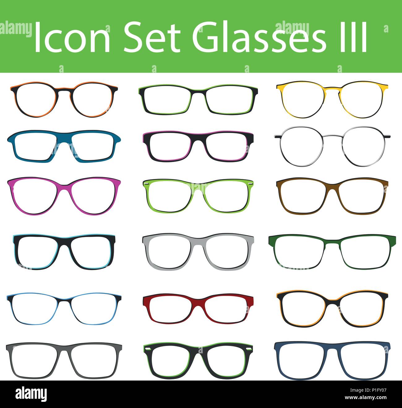 Icon Set Glasses III with 18 icons for the creative use in graphic ...