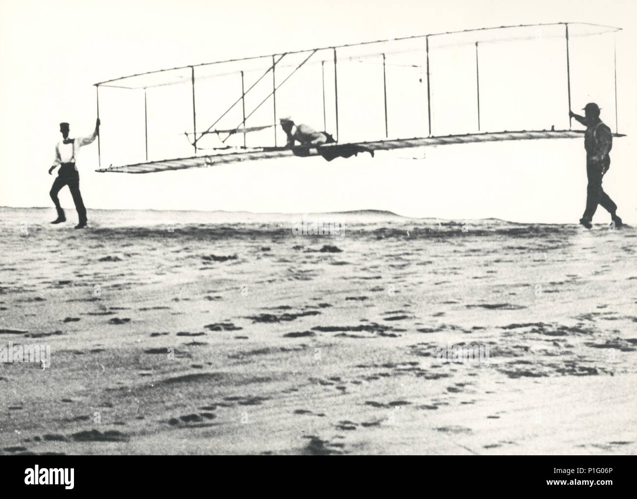 Historic photo of the Wright brothers' third test glider being launched ...