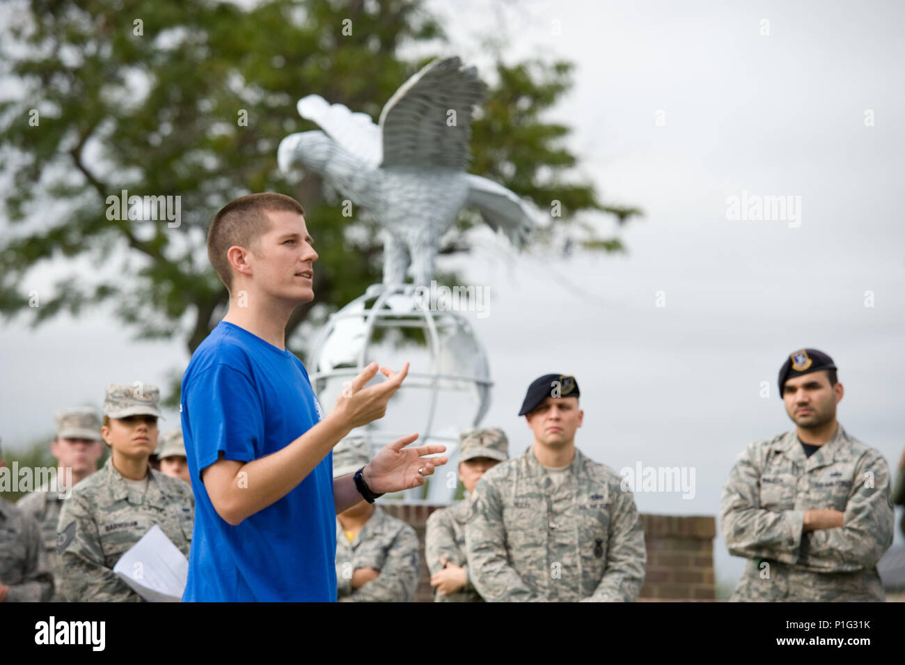 Chaplain (Capt.) Michael Carollo, 436th Airlift Wing, tells his ...