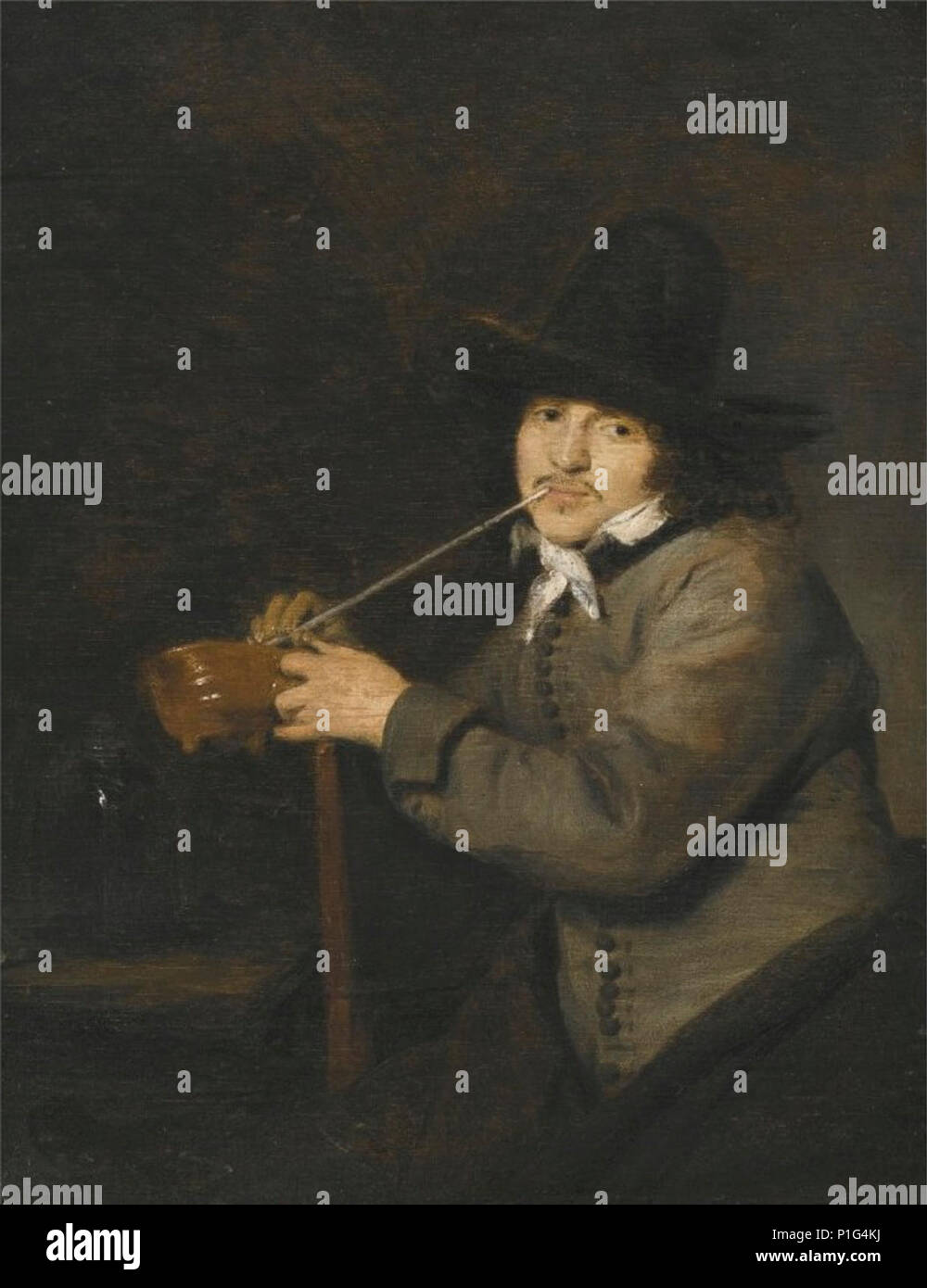 'Portrait of a Man Smoking' by Gerard ter Borch Stock Photo - Alamy