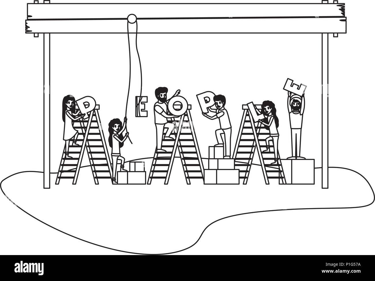 Wooden letters word Stock Vector Images - Alamy