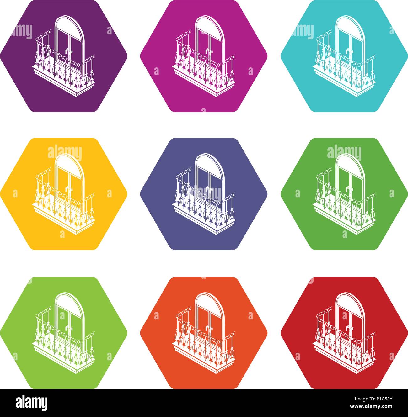 Metal balcony icons set 9 vector Stock Vector Image & Art - Alamy