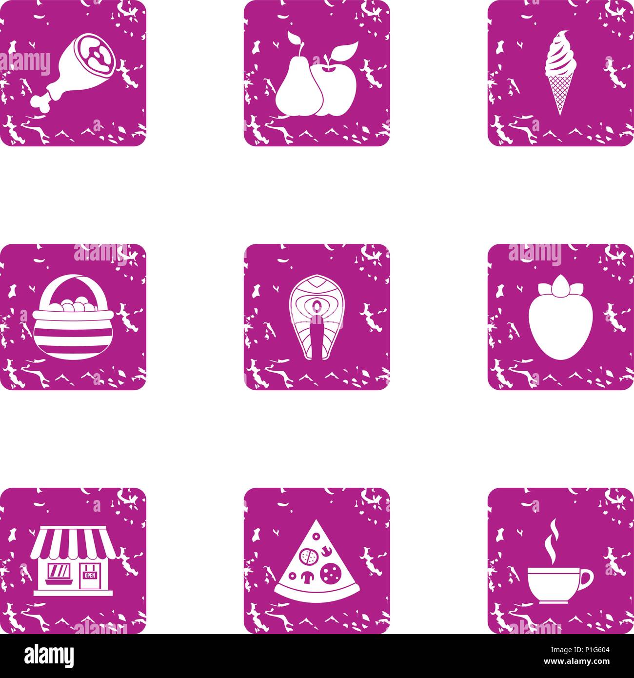 Meat lunch icons set, grunge style Stock Vector Image & Art - Alamy