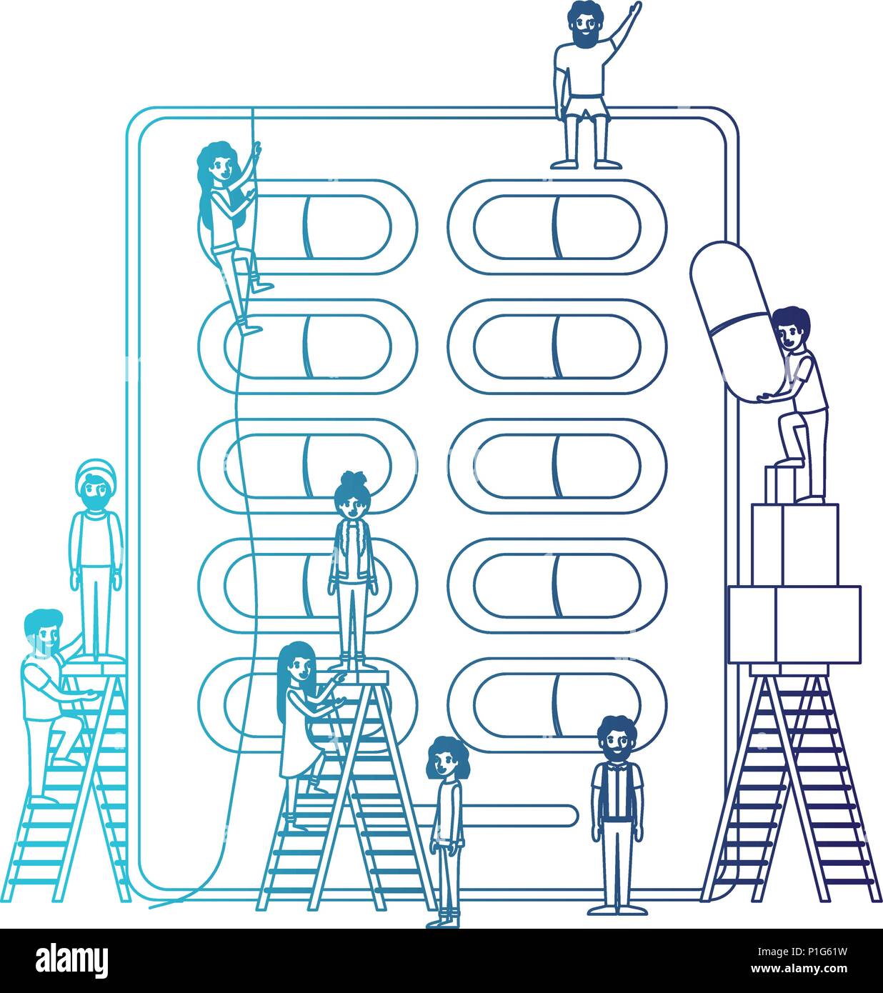 minipeople team working in capsules drugs Stock Vector Image & Art - Alamy