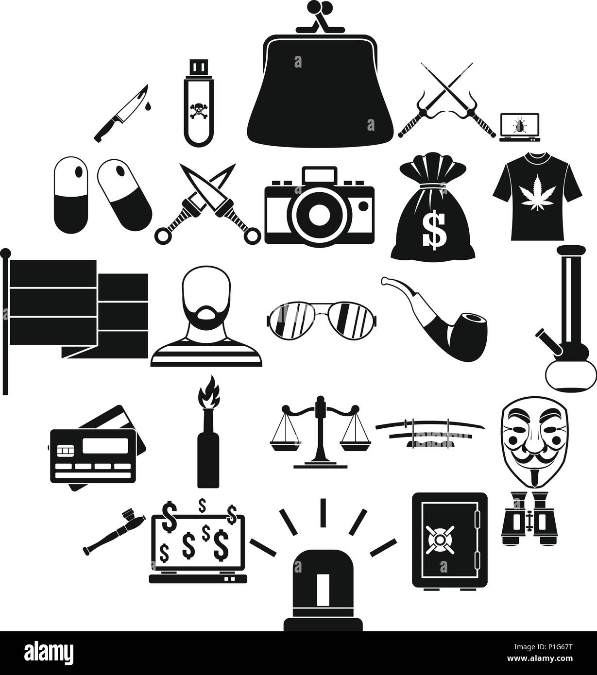 Wrongdoing icons set, simple style Stock Vector Image & Art - Alamy
