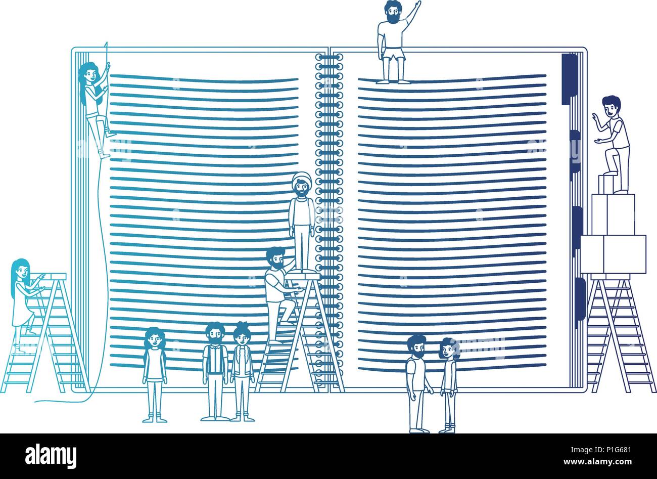 minipeople team working in book Stock Vector Image & Art - Alamy