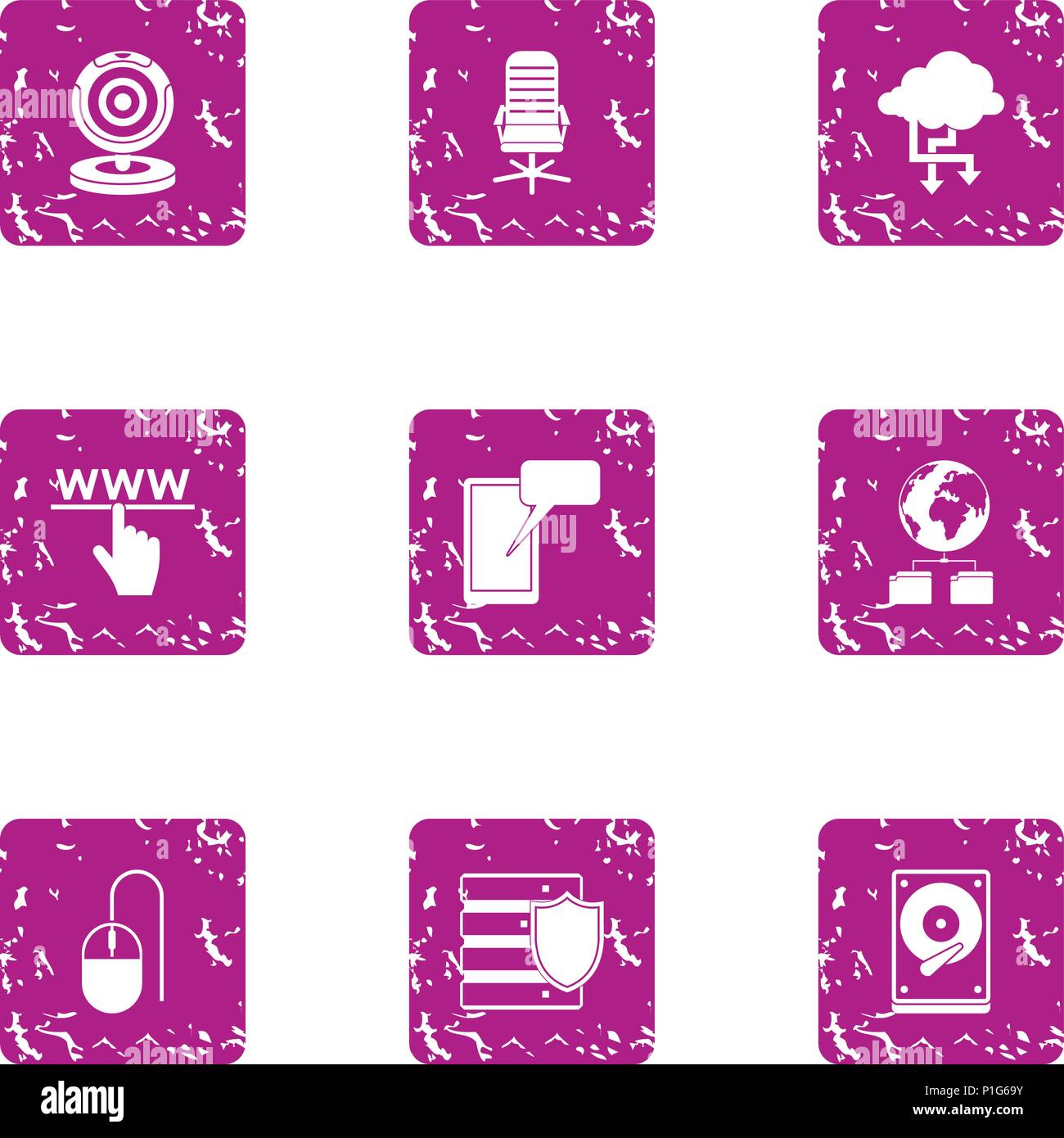 Office network icons set, grunge style Stock Vector Image & Art - Alamy