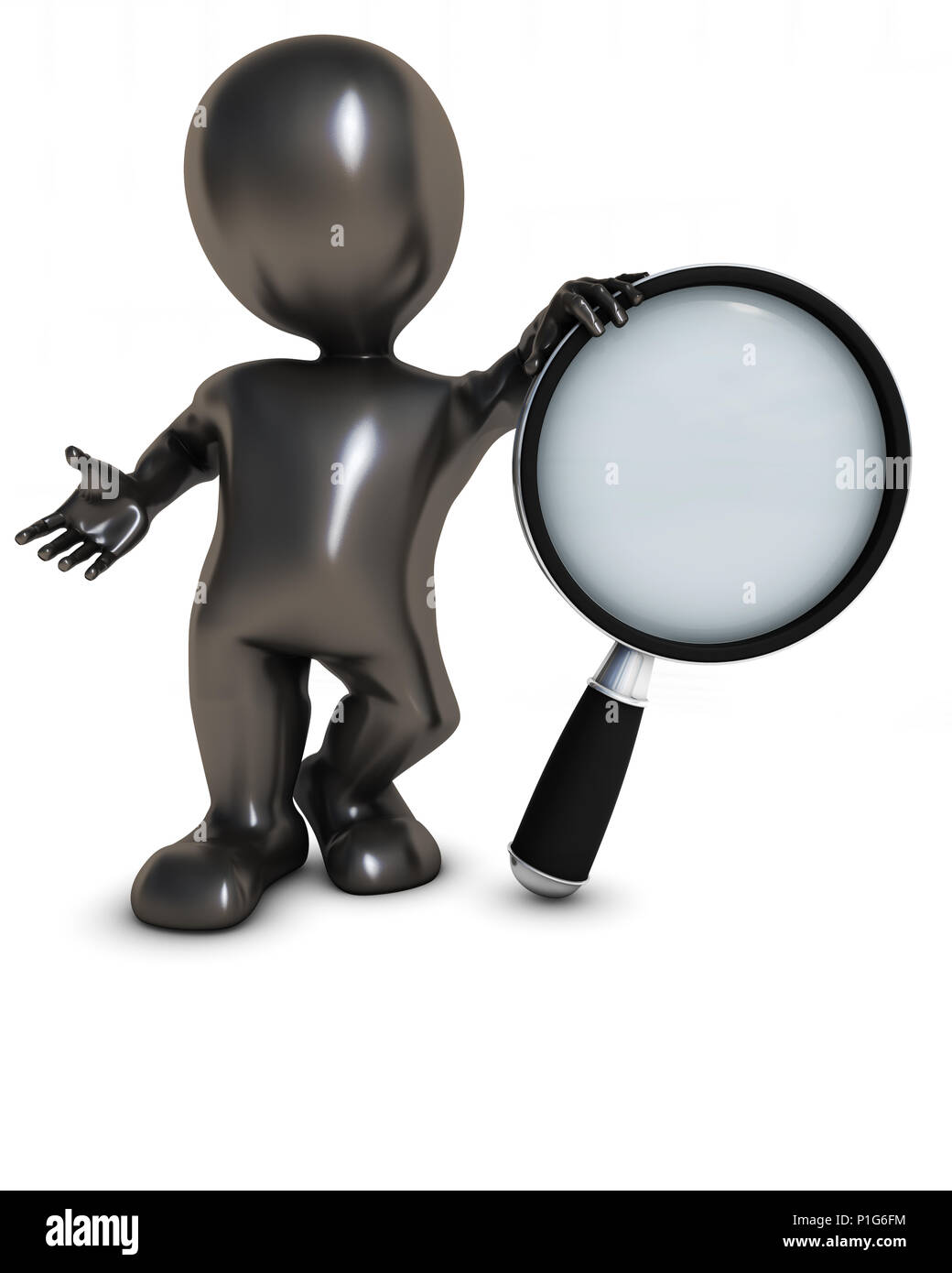 3D Render of Morph Man searching with magnifying glass Stock Photo - Alamy