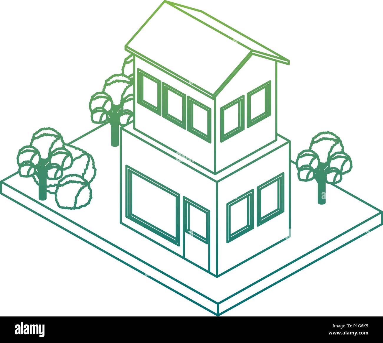 building with landscape isometric icon Stock Vector Image & Art - Alamy