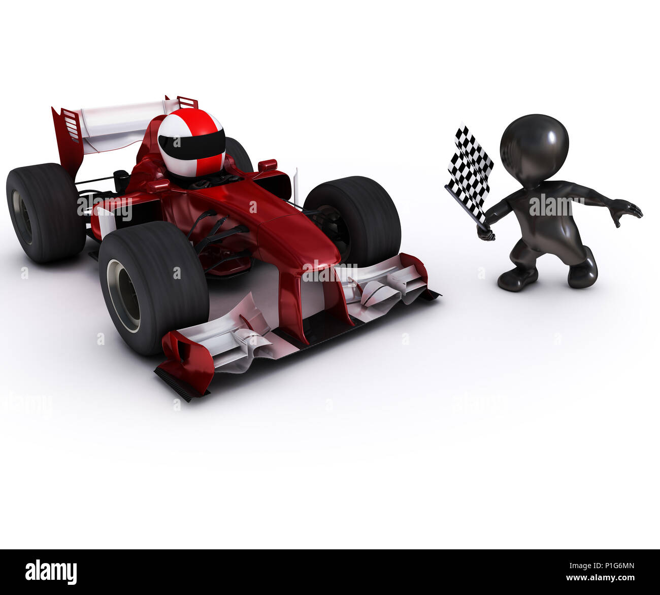 3d render of Morph man with open wheeled racing car Stock Photo - Alamy