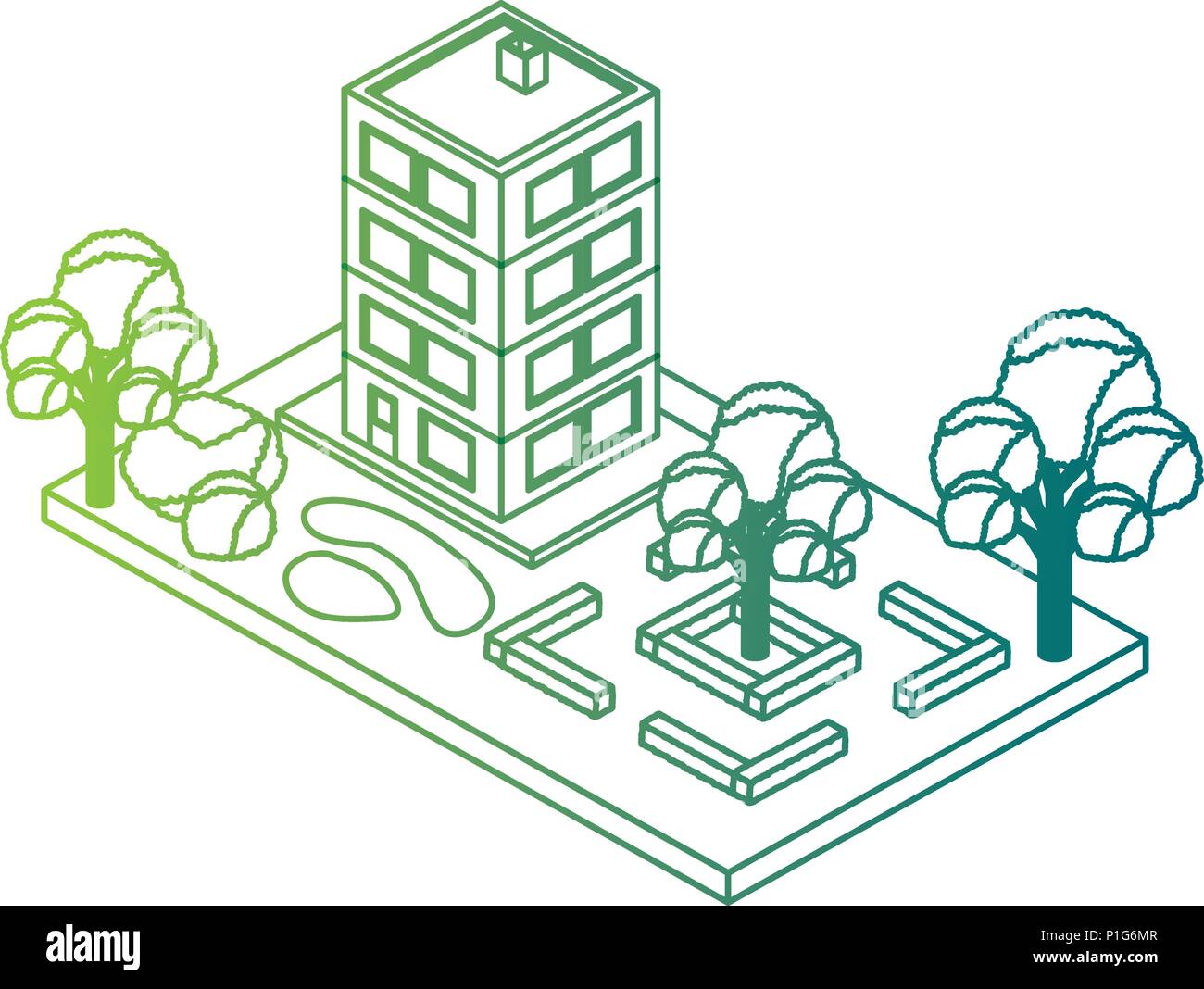 building with landscape isometric icon Stock Vector Image & Art - Alamy