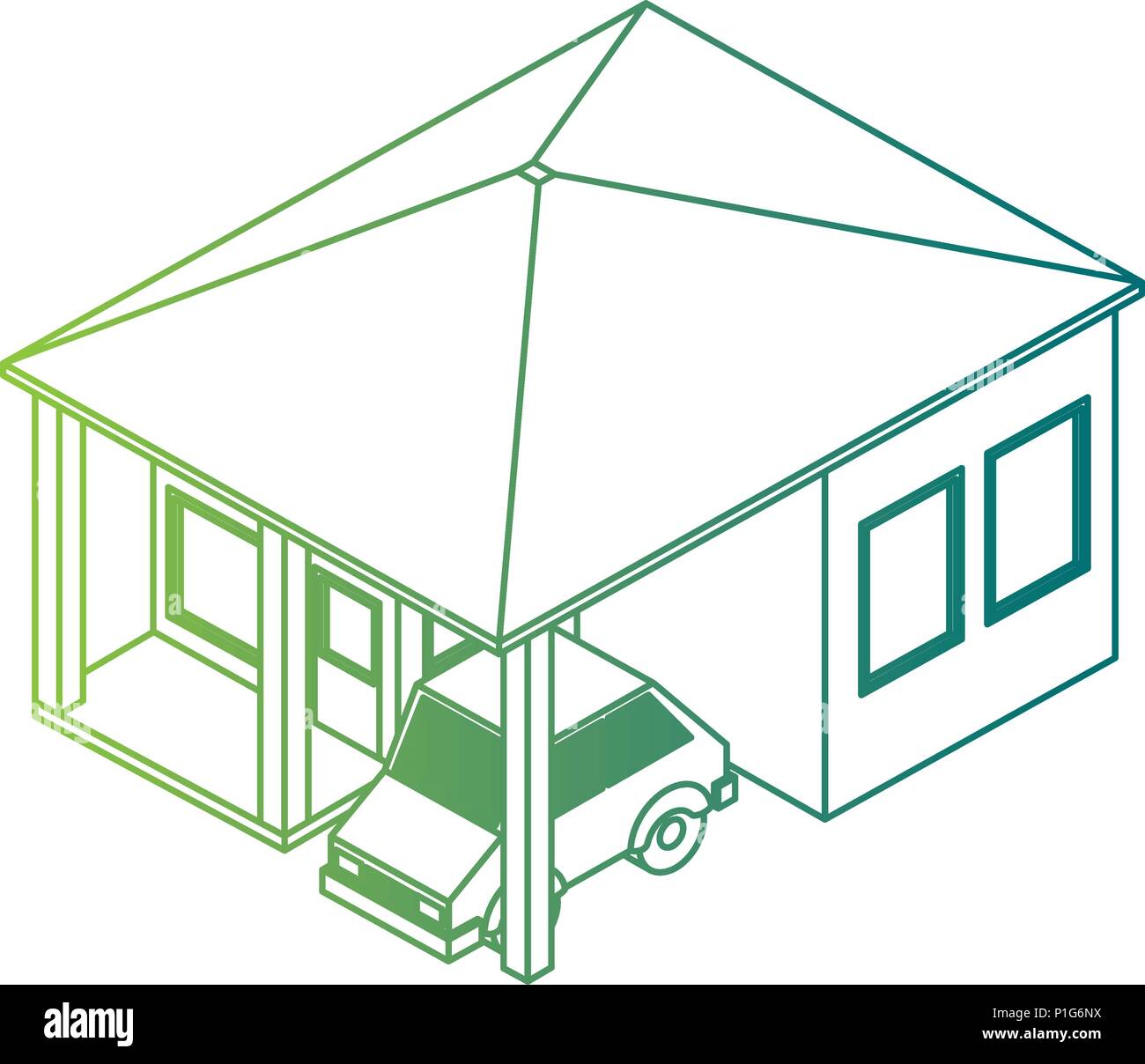 exterior house with car parking isometric icon Stock Vector Image & Art ...