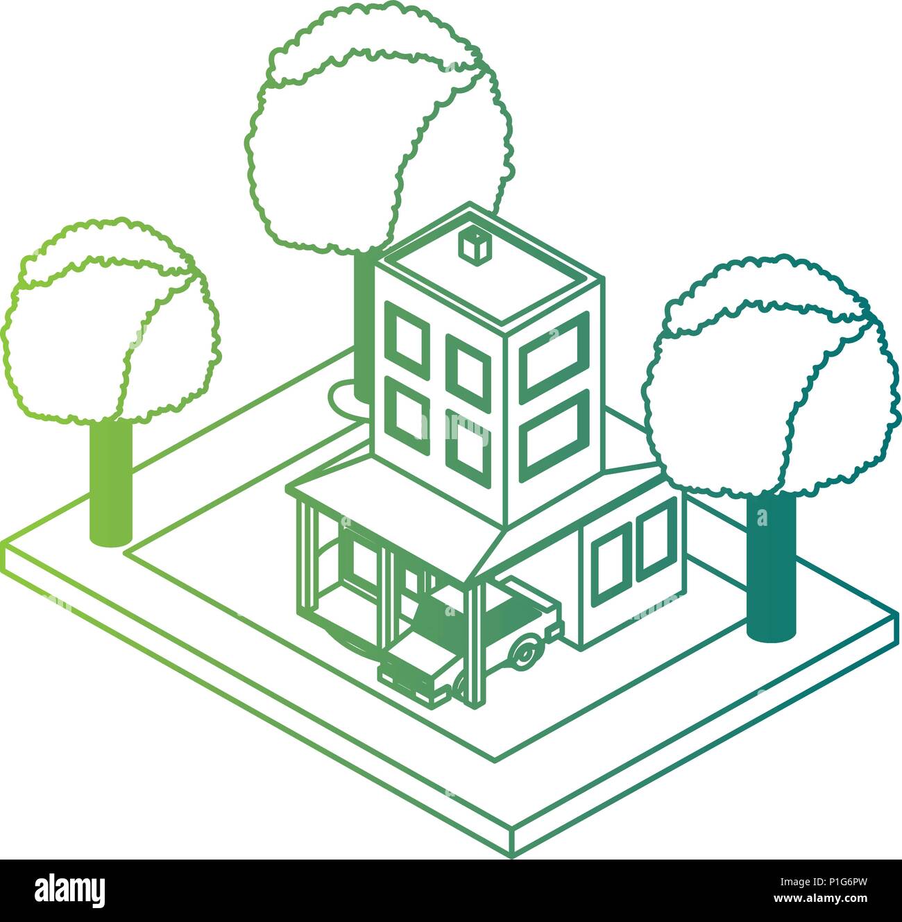exterior house with car parking isometric icon Stock Vector Image & Art ...