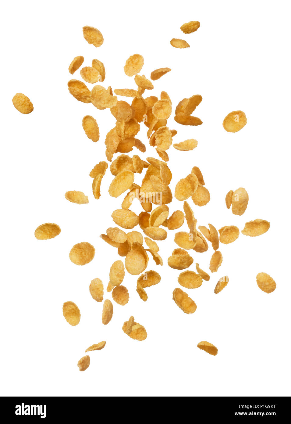 corn flakes flying isolated on white background Stock Photo - Alamy