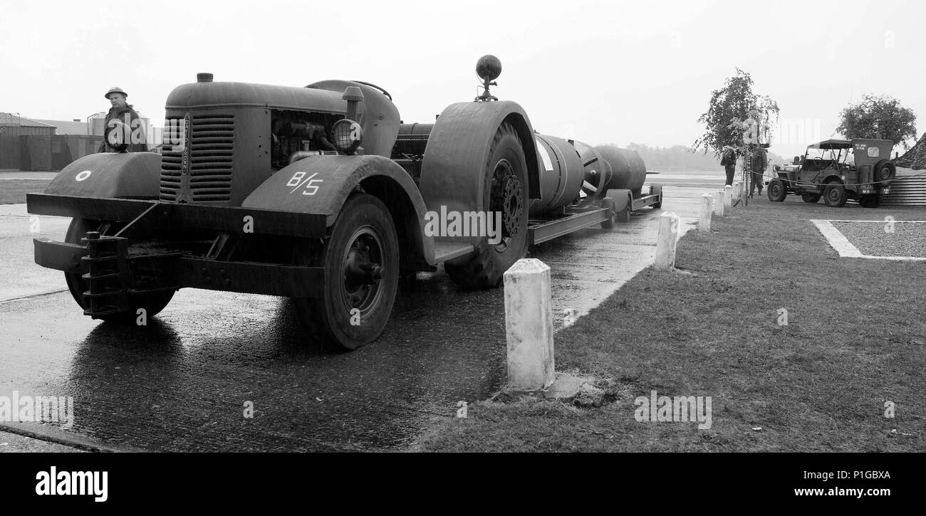 Aircraft towing tractor Black and White Stock Photos & Images - Alamy