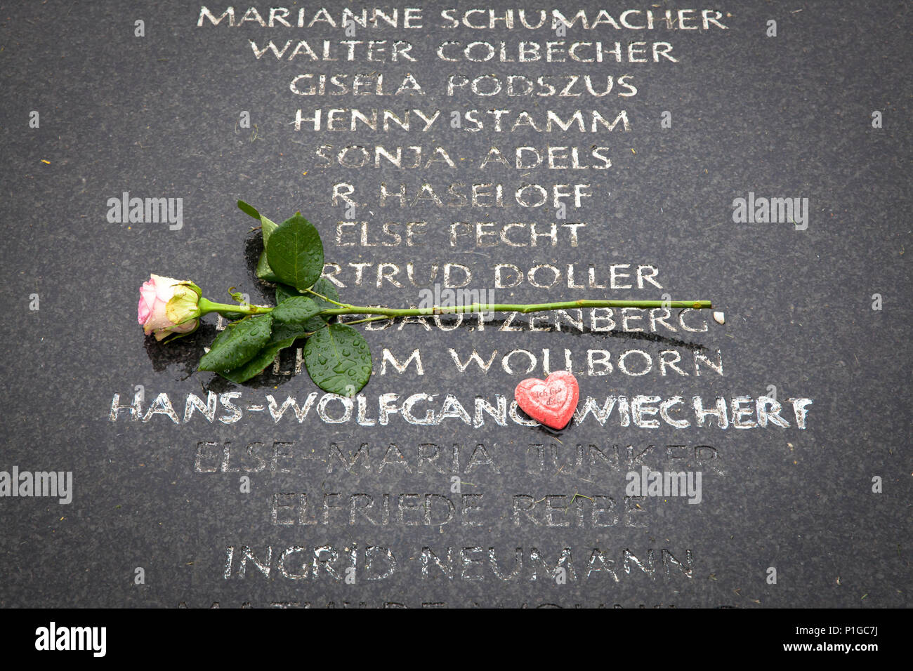 Germany, name plates for the deceased who were buried in lawn graves at ...