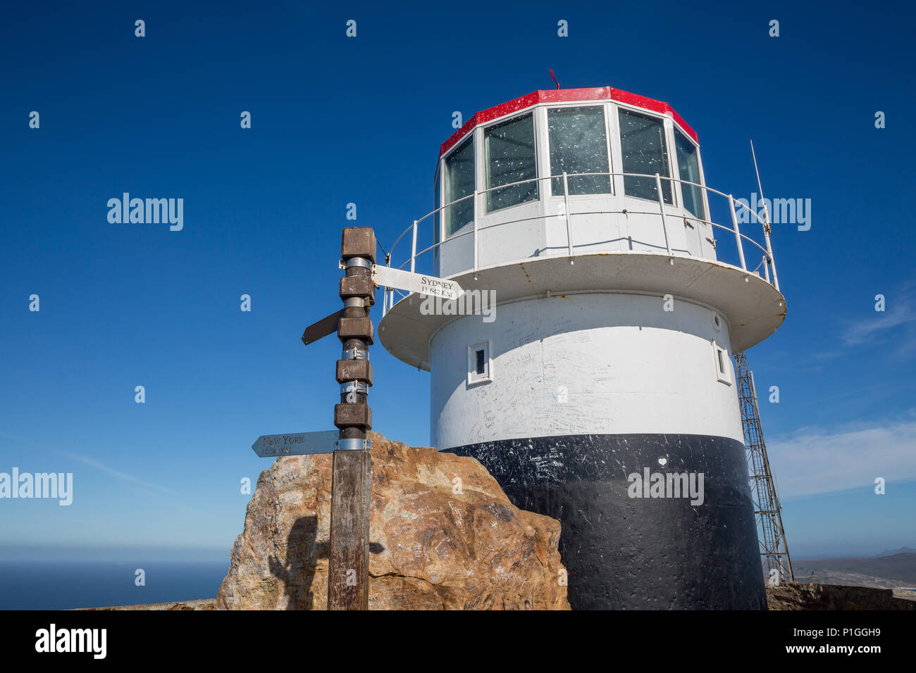 Cape Point lighthouse with blue sky background Stock Photo - Alamy