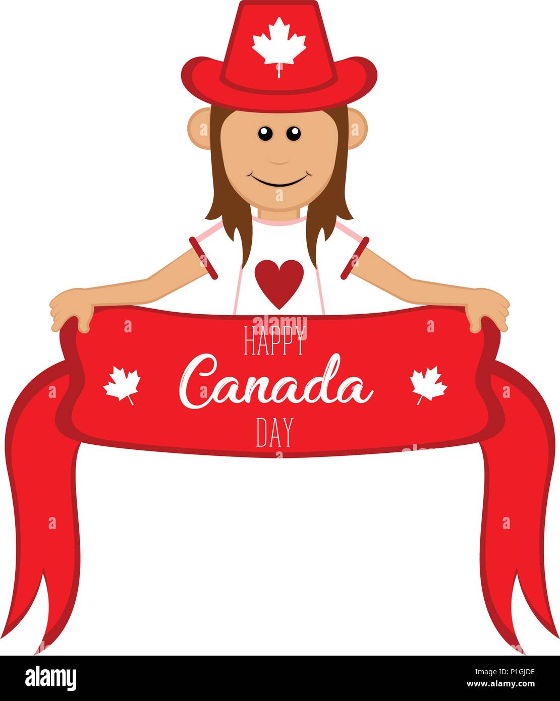 Happy girl with a party hat. Canada day. Vector illustration design ...