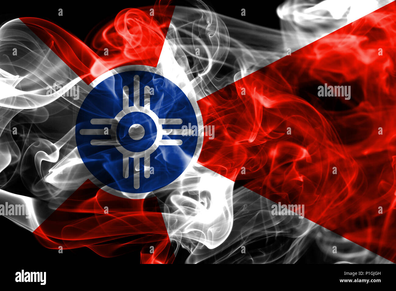 Wichita city smoke flag, Kansas State, United States Of America Stock ...