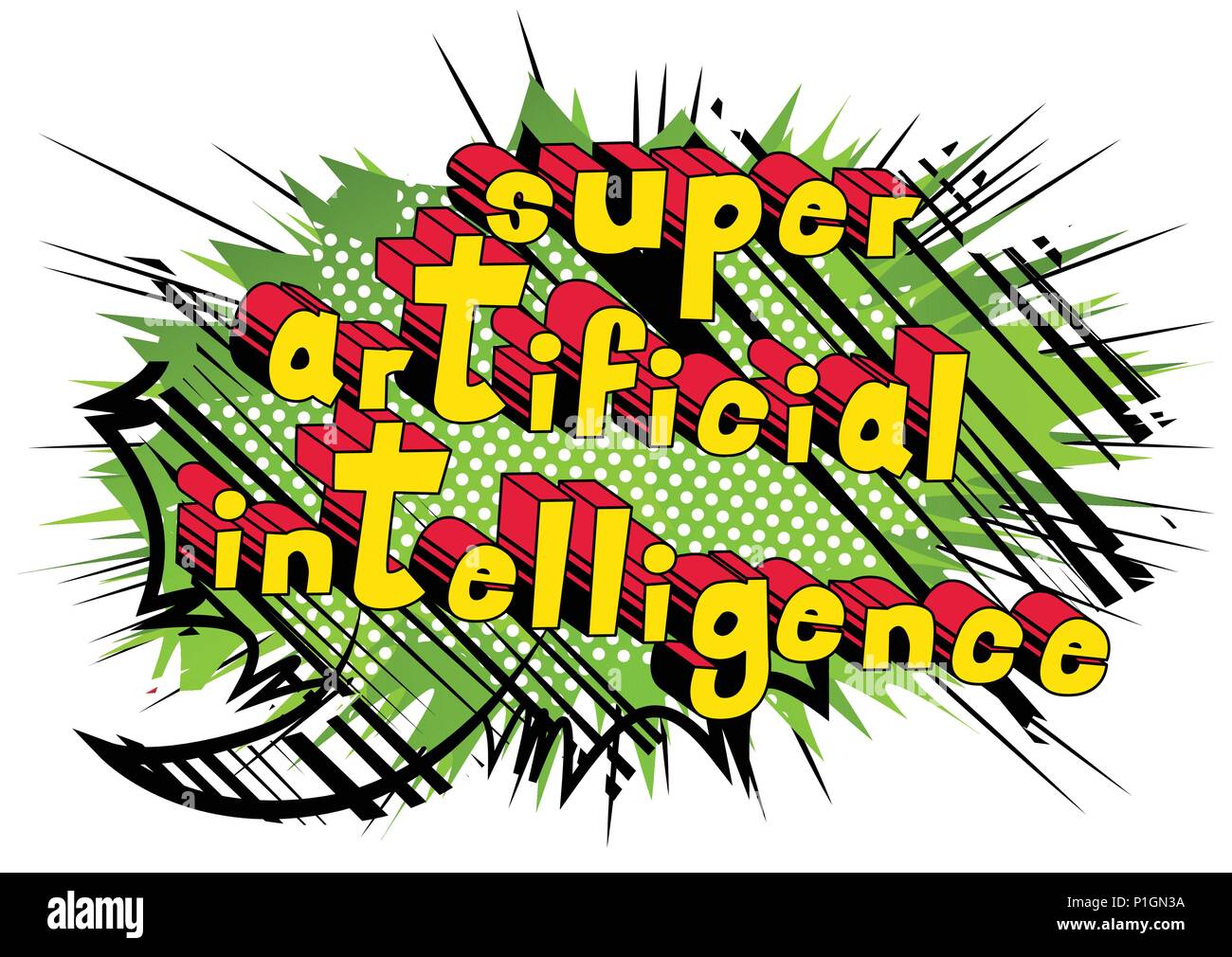 Super Artificial Intelligence - Comic book style word on abstract ...