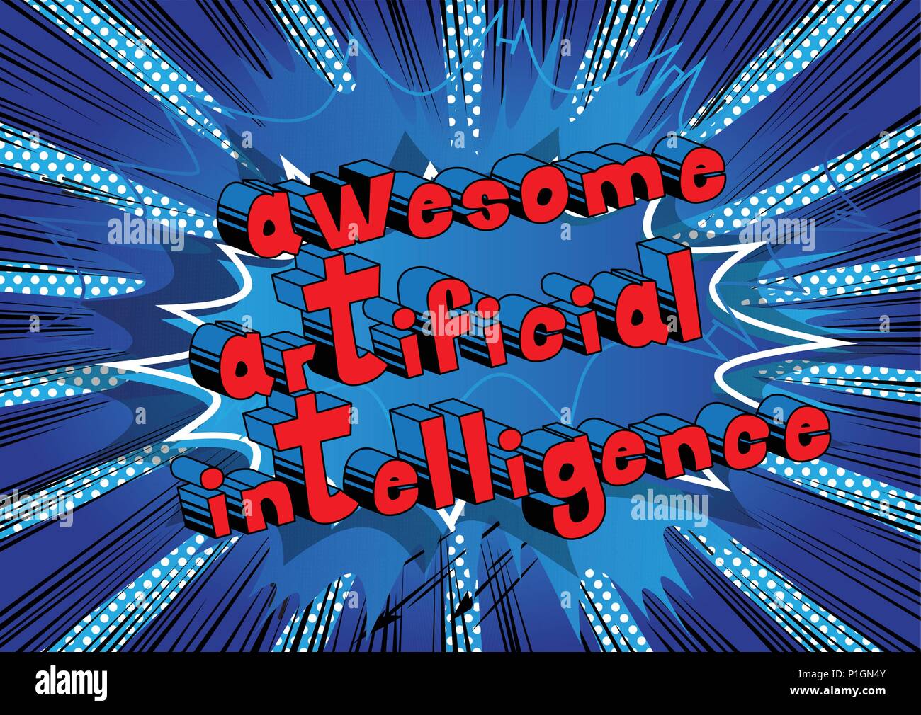 Awesome Artificial Intelligence - Comic book style word on abstract ...