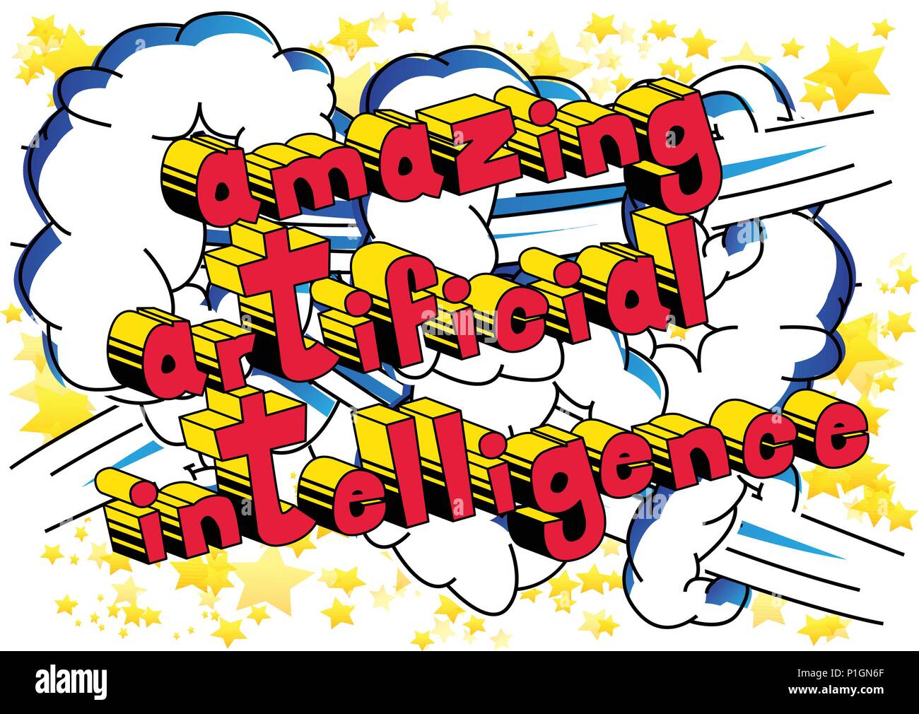 Amazing Artificial Intelligence - Comic book style word on abstract ...