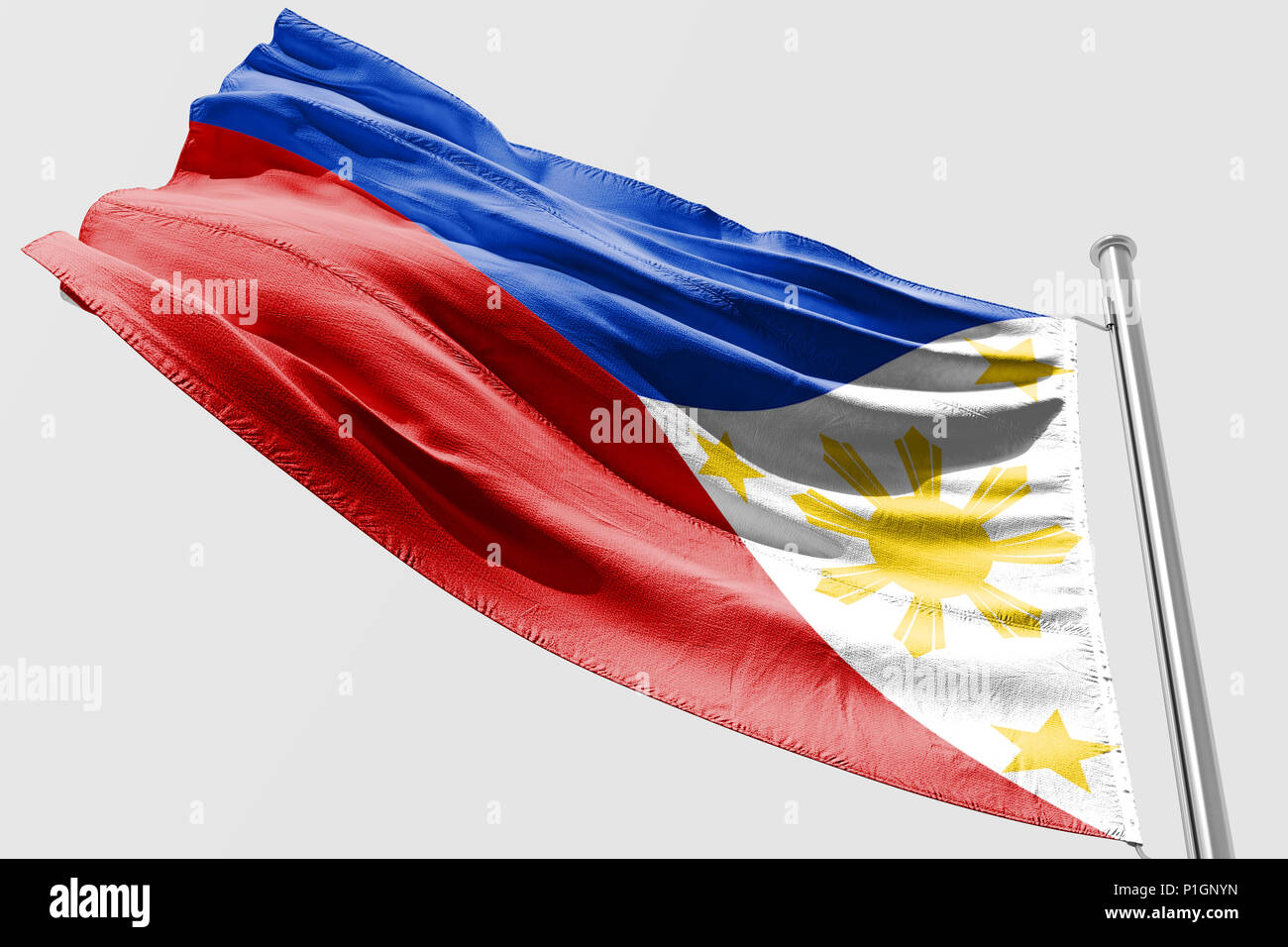 Isolated Philippine Flag waving 3d Realistic fabric Stock Photo - Alamy