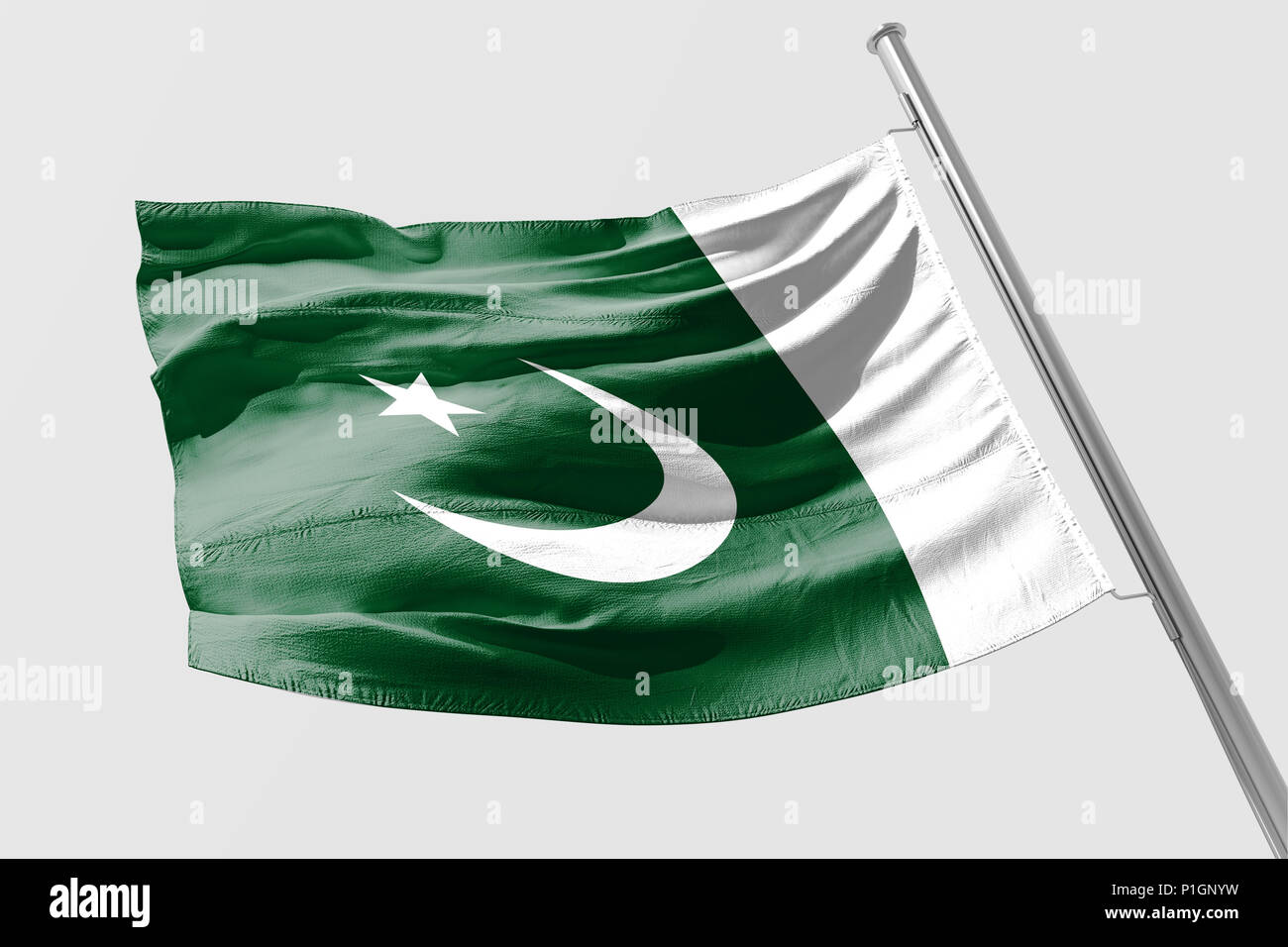 Isolated Pakistani Flag waving 3d Realistic fabric Stock Photo - Alamy