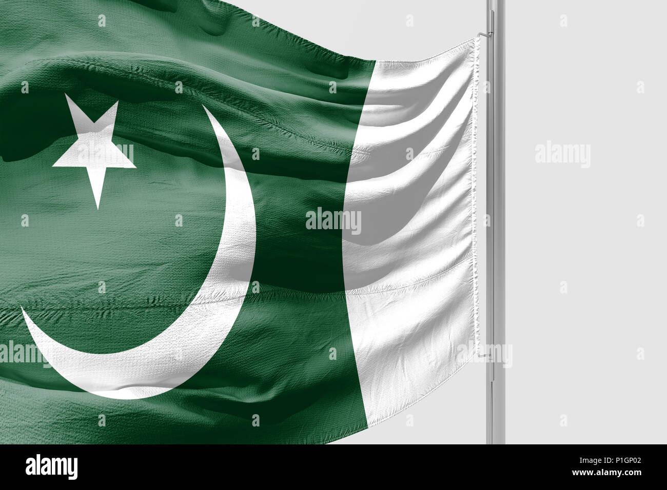 Isolated Pakistani Flag waving 3d Realistic fabric Stock Photo - Alamy