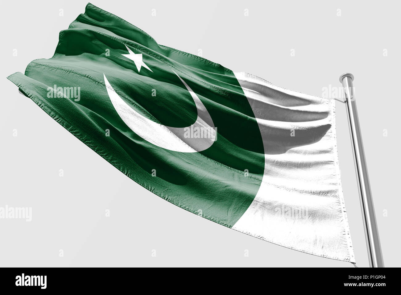 Isolated Pakistani Flag waving 3d Realistic fabric Stock Photo - Alamy