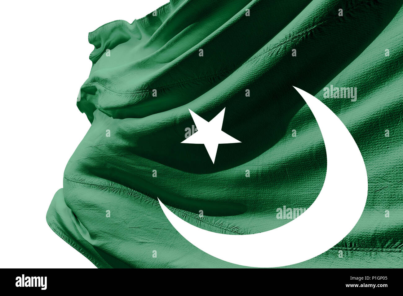 Isolated Pakistani Flag waving 3d Realistic fabric Stock Photo - Alamy