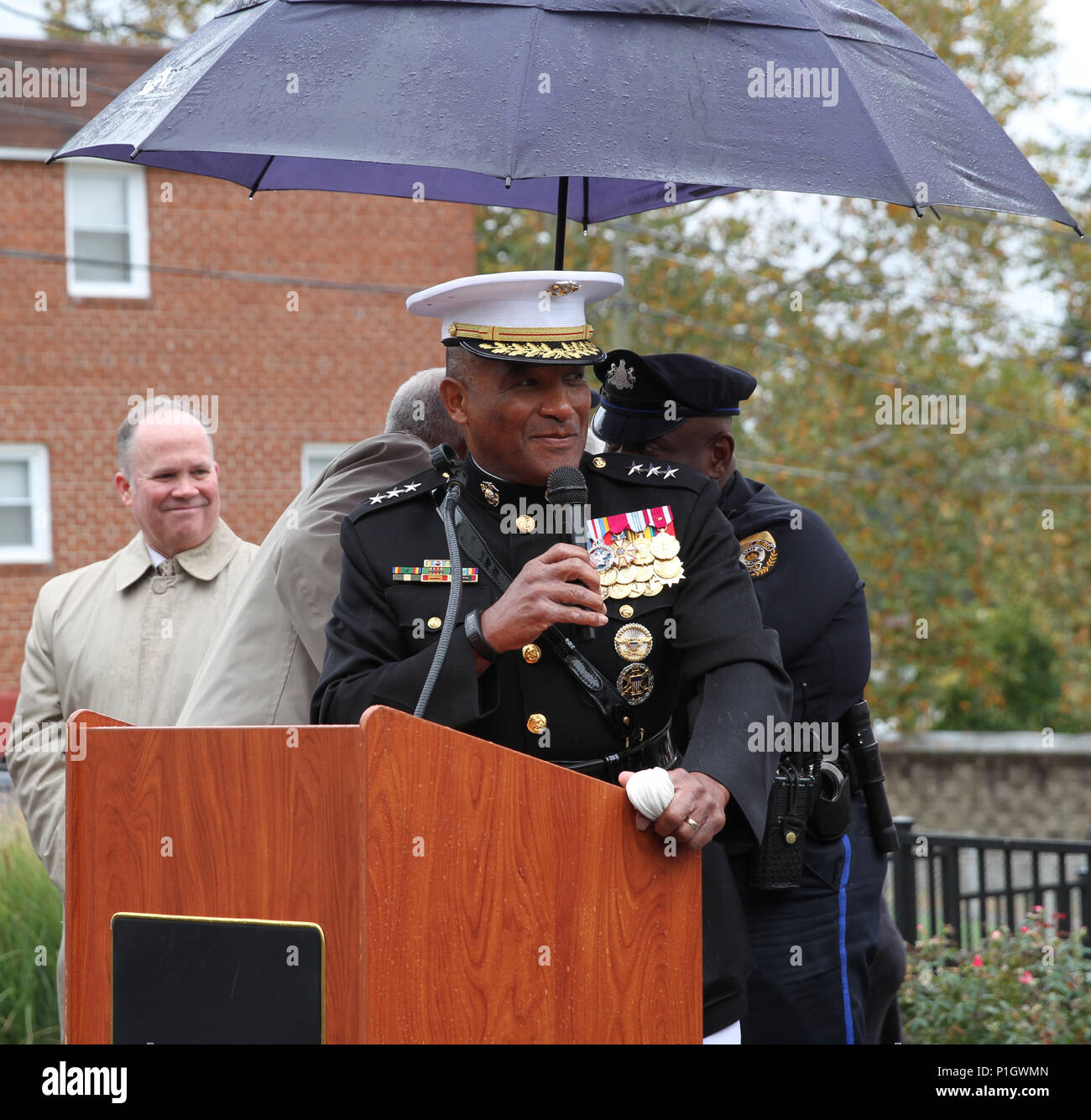 Retired U.S. Marine Corps Lt. Gen. Ronald S. Coleman speaks during his ...