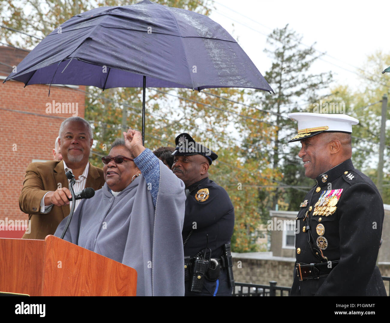 Darby, Pa., Mayor Helen Thomas speaks during a street dedication ...
