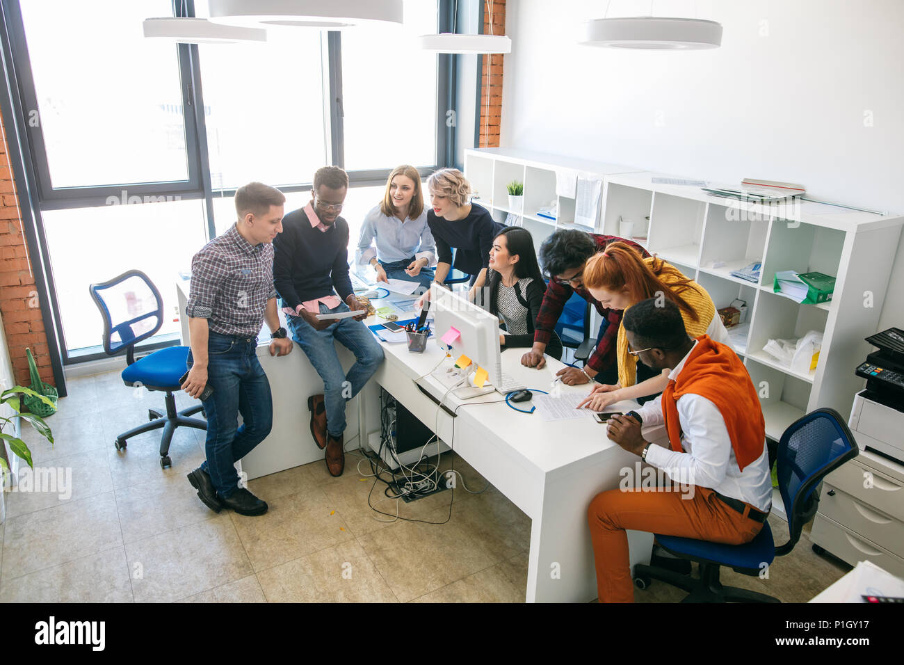 top view image of young people engaged in lively discussion Stock Photo ...