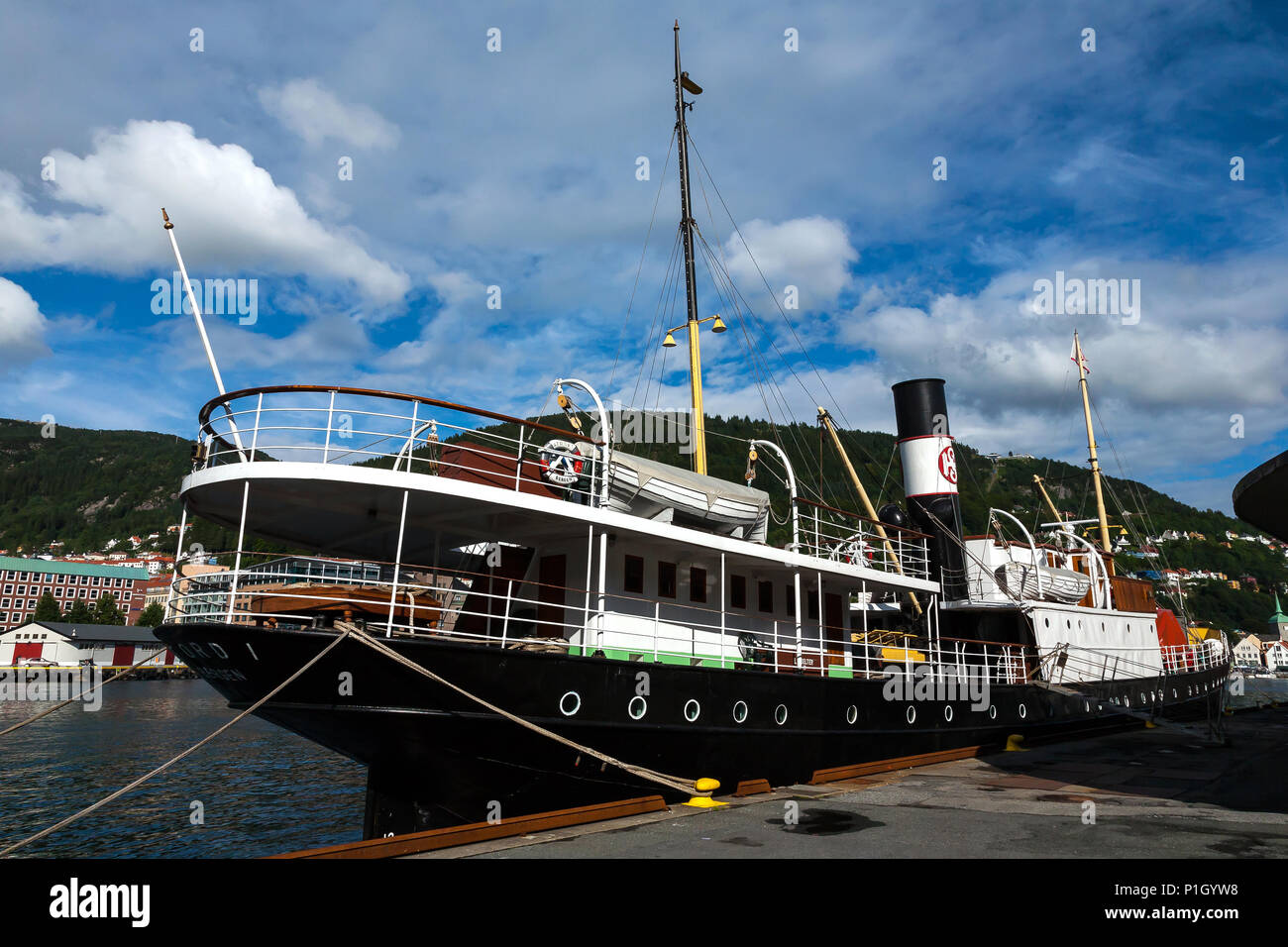 Veteran ship, old coastal steamer Stord I of Bergen, Norway Stock Photo ...