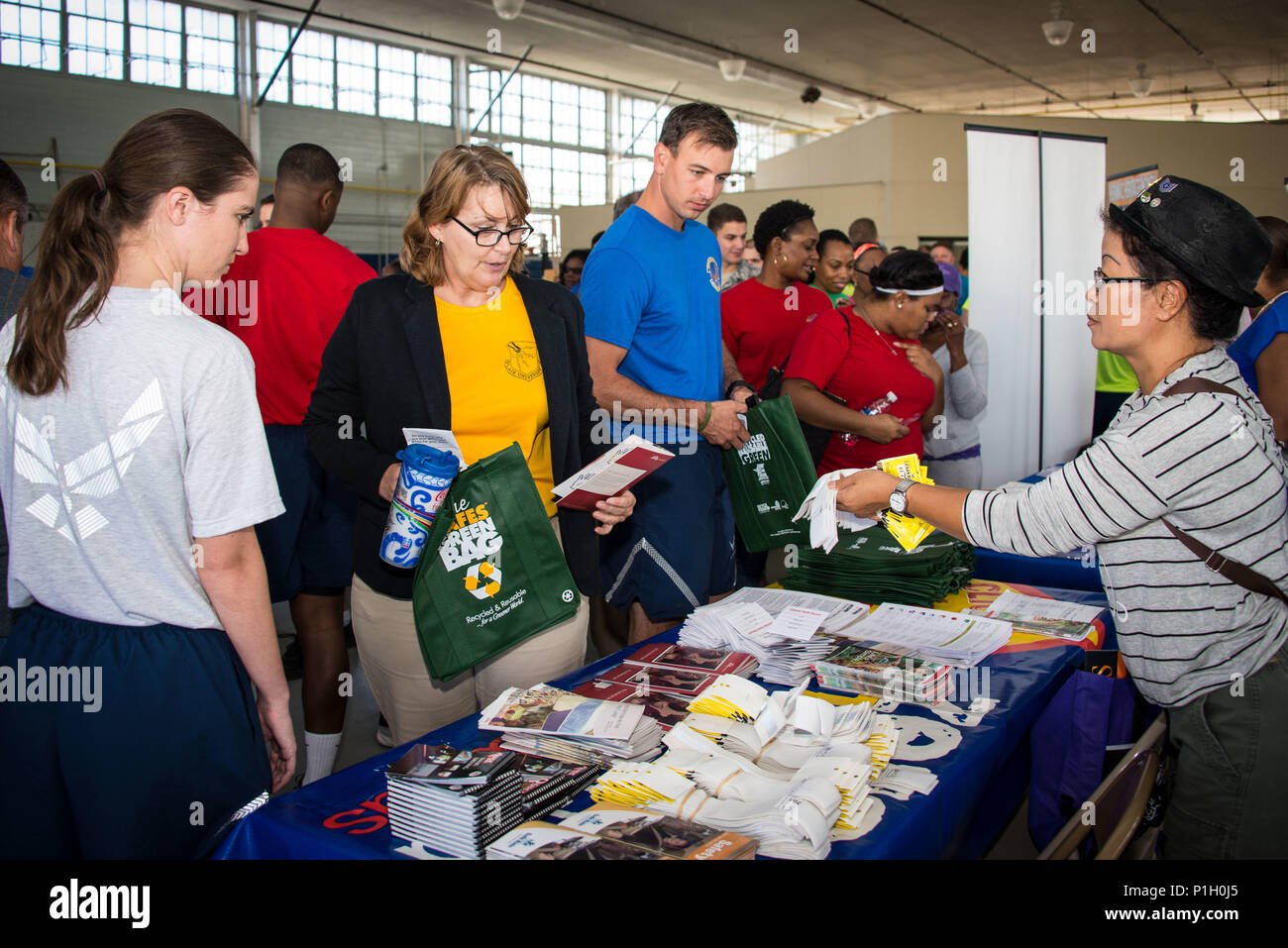 Maxwell AFB, AL - Maxwell personnel stop by a wellness and safety booth ...