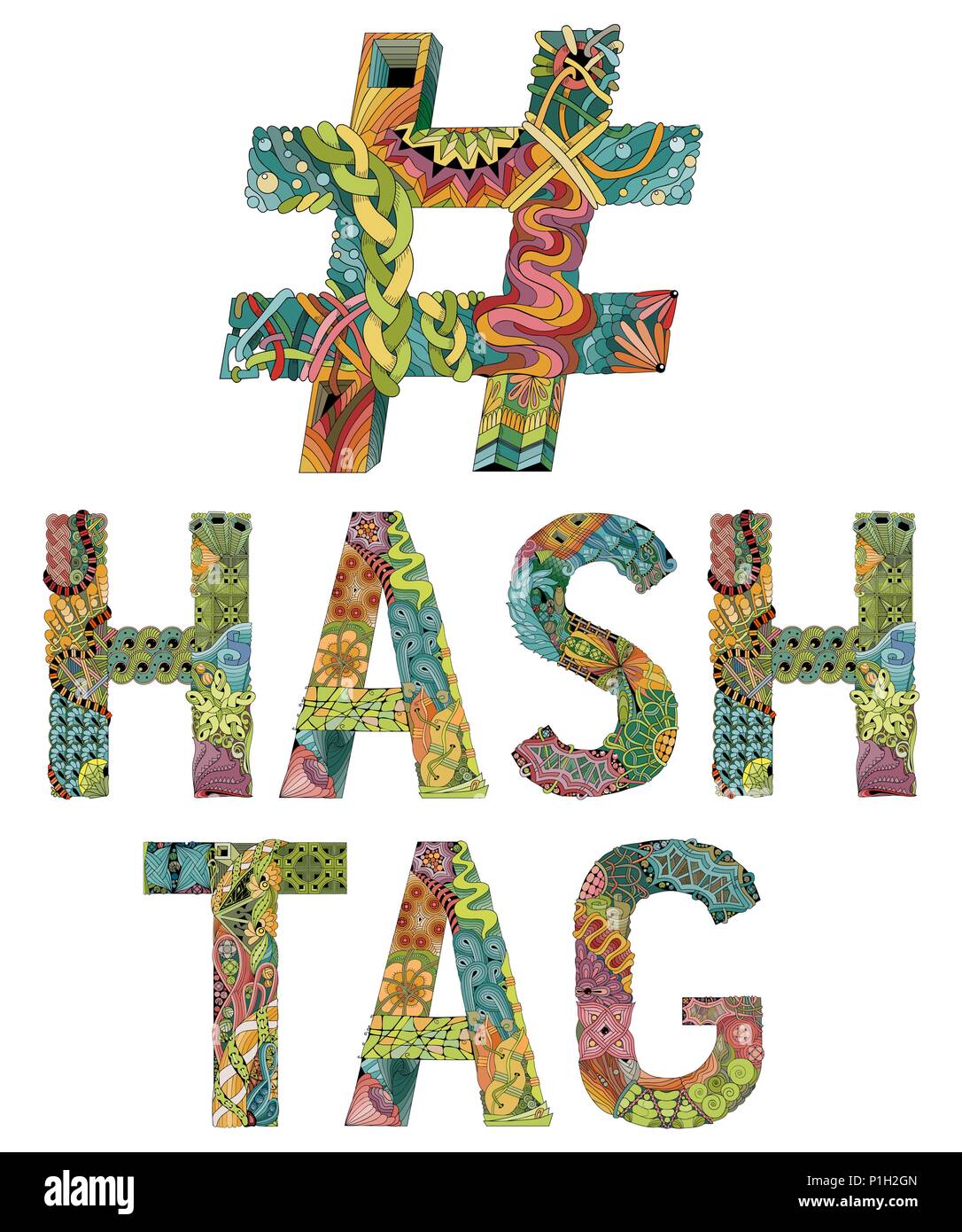 Hand drawn zentangle hashtag Stock Vector Image & Art - Alamy