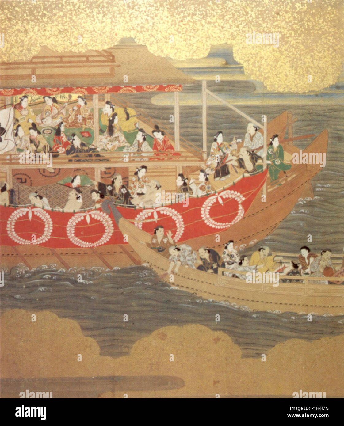 'Scenes of Common Pleasure', detail of one panel from a pair of six ...