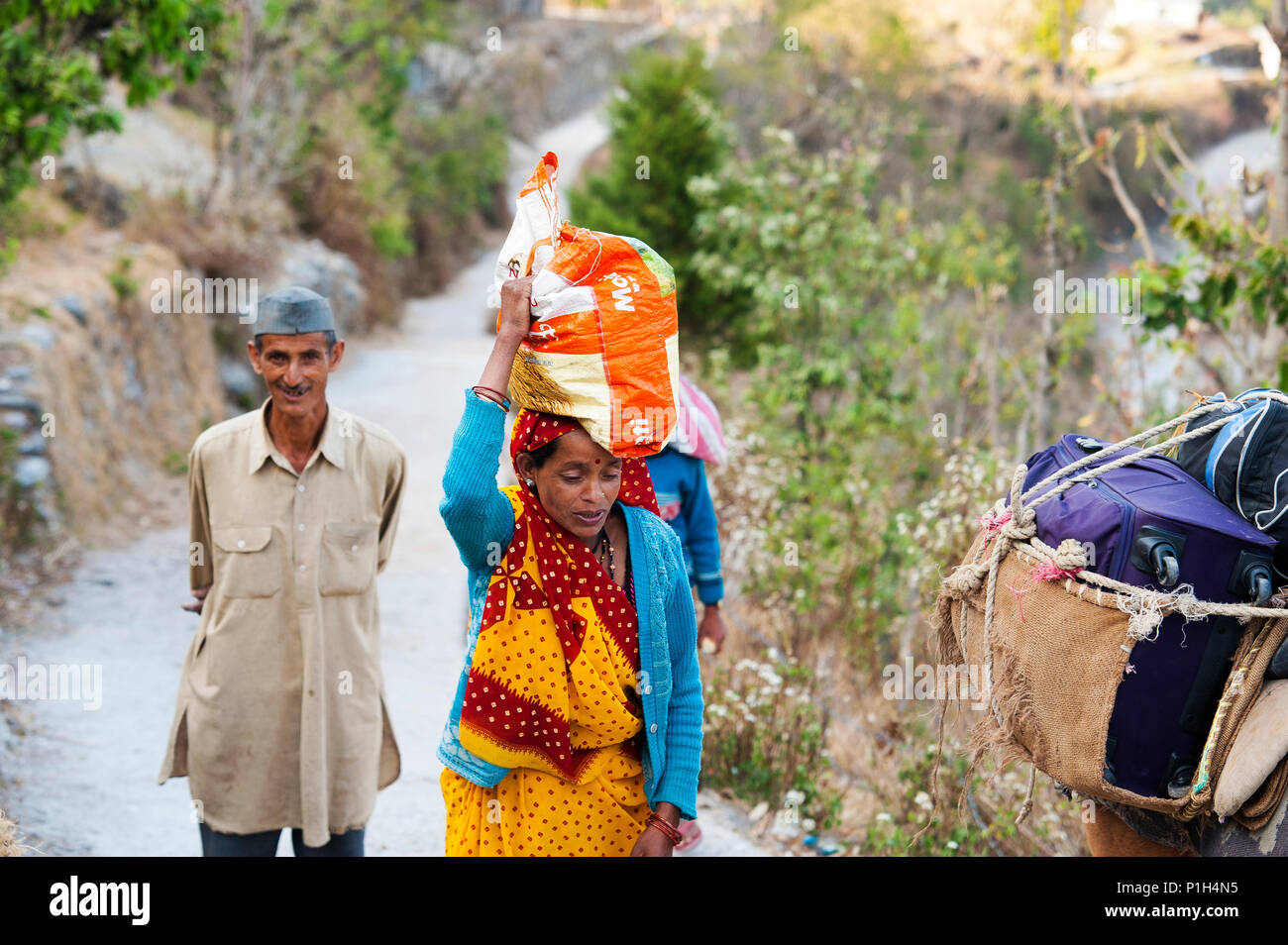 Indian people at Kala Agar village, Kumaon Hills, Uttarakhand, India ...