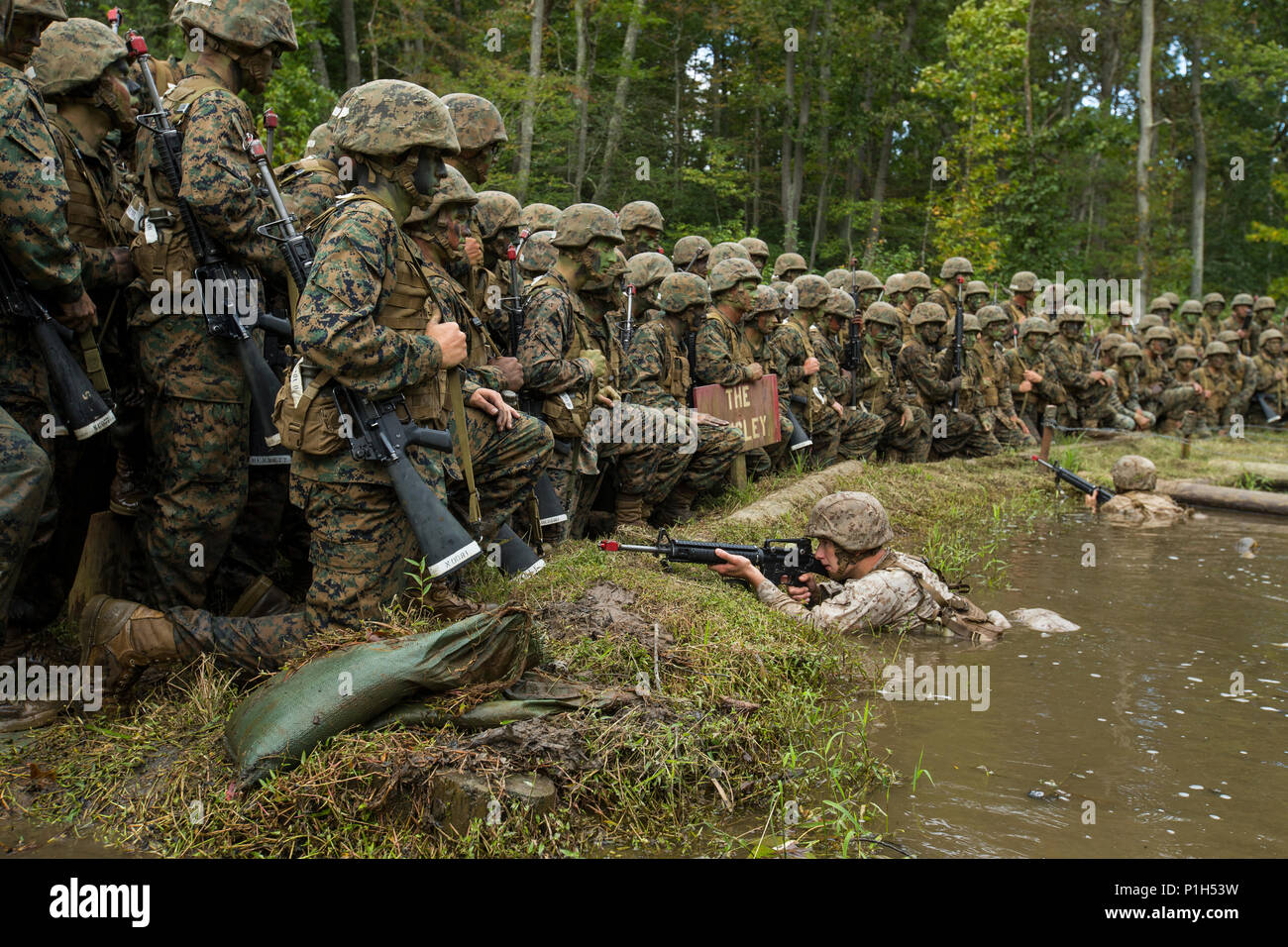 U.S. Marine Corps tactics instructors with the Officer Candidate School ...